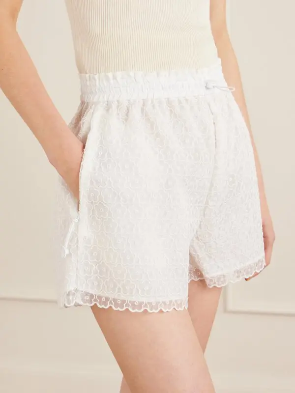 Cecilie Bahnsen Embroidered Tulle Shorts
