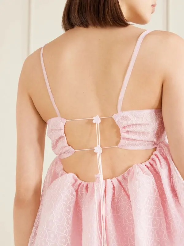 Cecilie Bahnsen Embroidered Cotton-blend Top - Pink