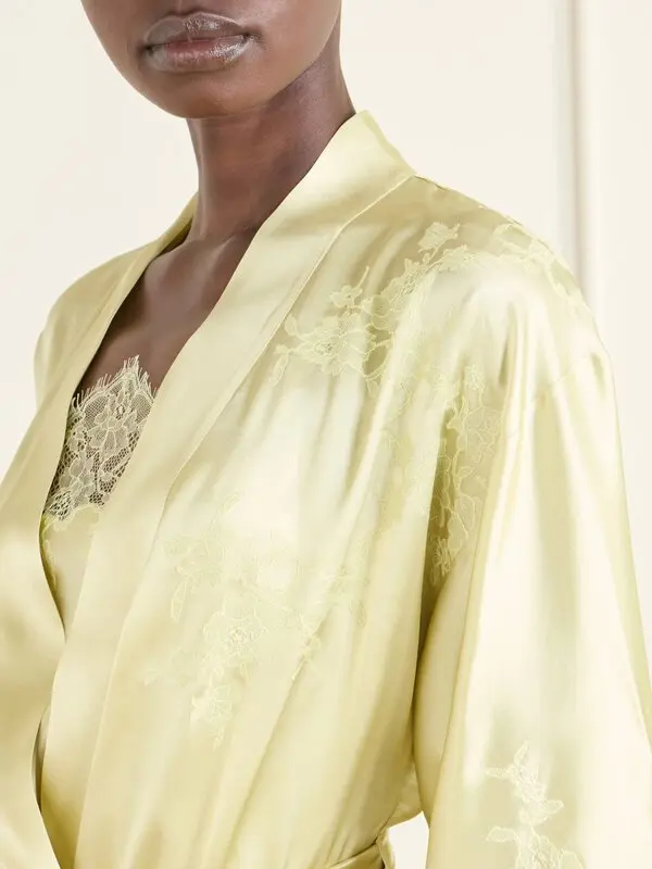 Carine Gilson Belted Embroidered Silk-satin Kimono