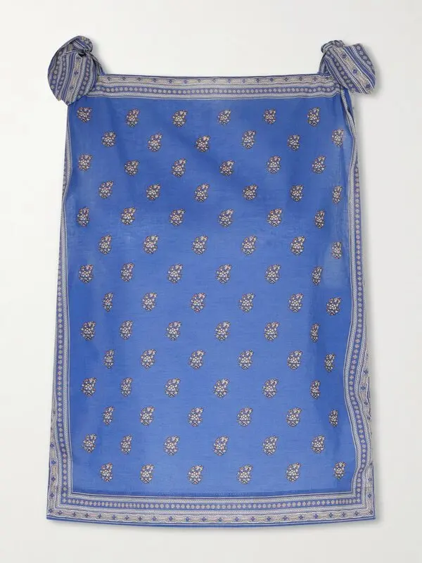 DÔEN Amalia Floral-print Cotton-voile Top - Blue