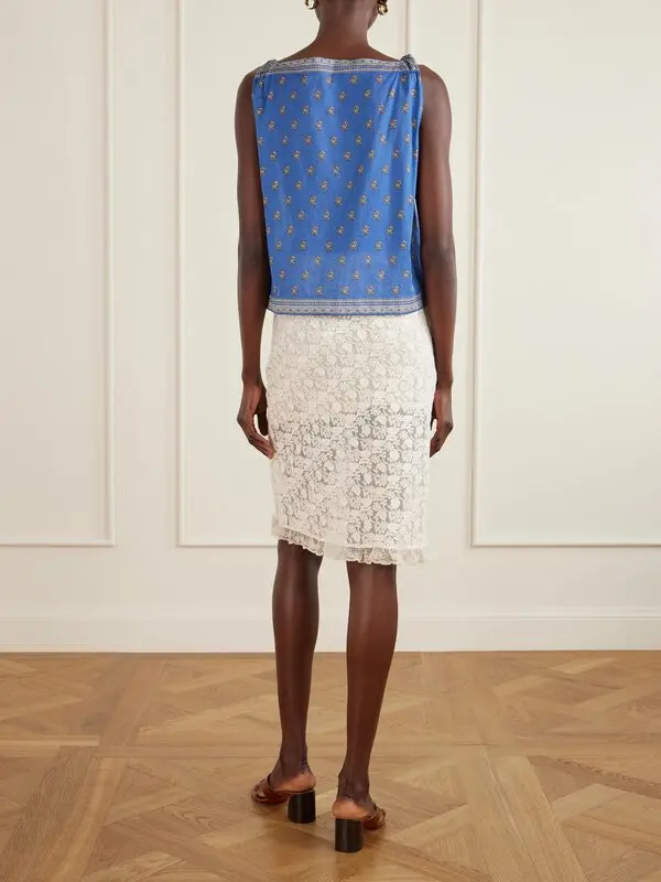 DÔEN Amalia Floral-print Cotton-voile Top - Blue