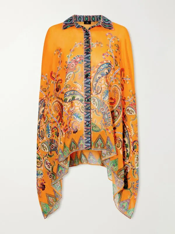 Etro Printed Ramie Blouse