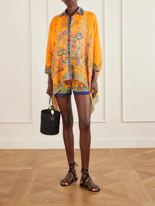 Etro Paisley-print Ramie Shorts