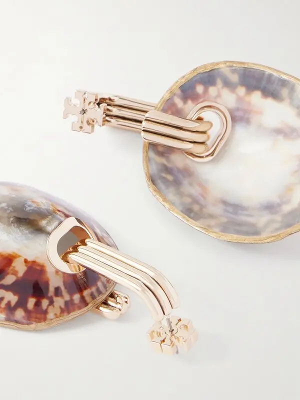 Tory Burch Shell Drop Earrings - Brown