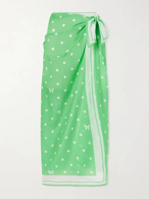 Kiki De Montparnasse Kiki Printed Cotton And Silk-blend Pareo - Green