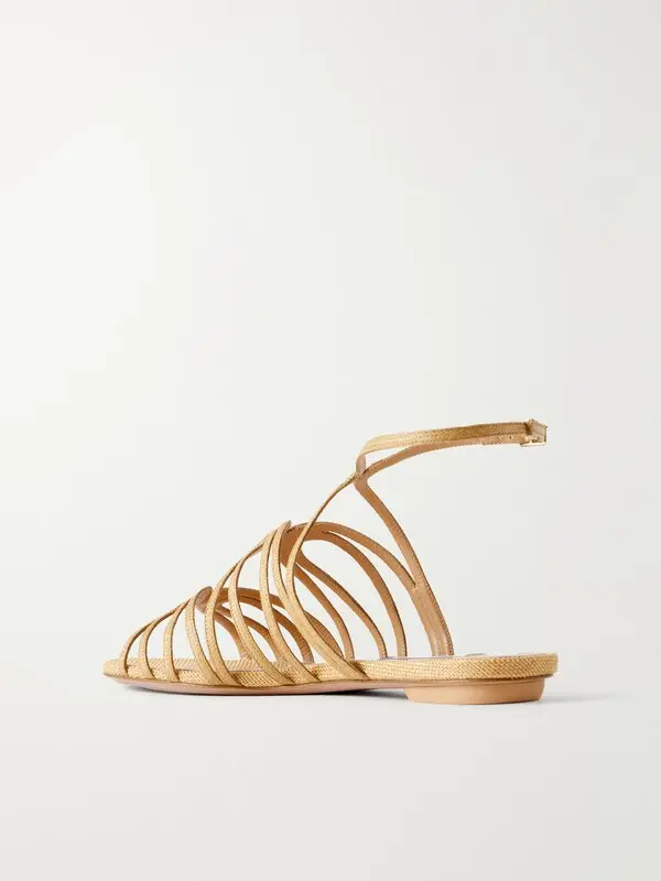 AQUAZZURA Serenade Raffia Flat Sandals