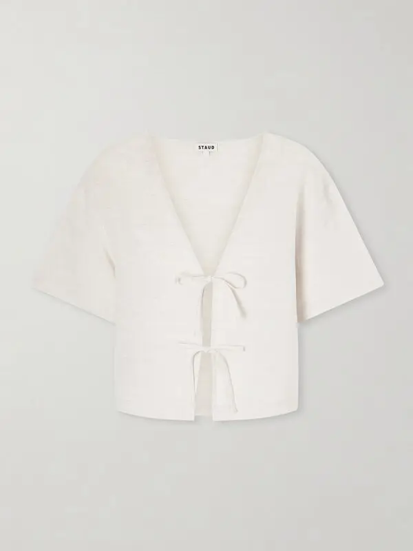 Staud Ava Linen Blouse - Neutrals