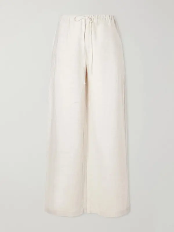 Staud Mateo Linen Mid-rise Wide-leg Pants