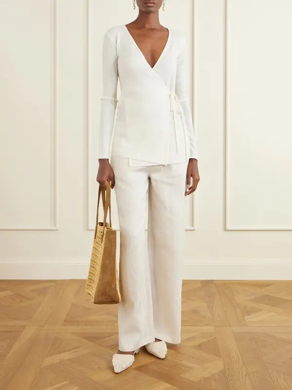 Staud Mateo Linen Mid-rise Wide-leg Pants