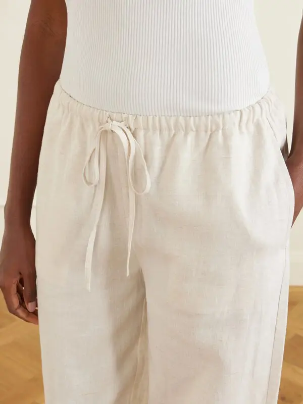 Staud Mateo Linen Mid-rise Wide-leg Pants