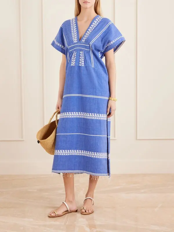 LEMLEM Gasira Embroidered Cotton Midi Dress