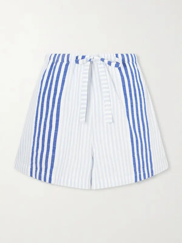 LEMLEM Safia Striped Cotton Shorts - Blue