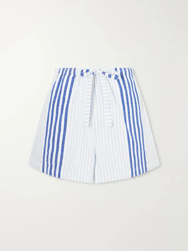 LEMLEM Safia Striped Cotton Shorts - Blue