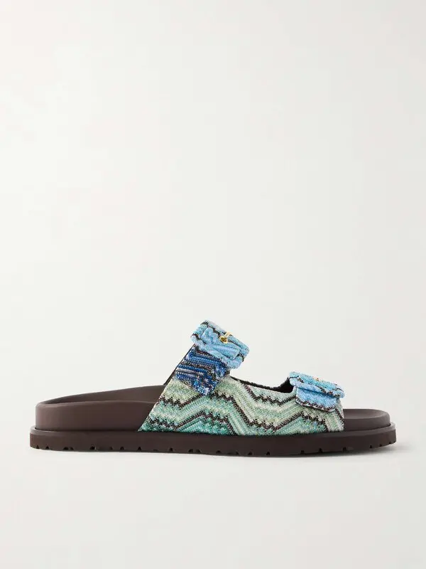 Missoni Clea Striped Woven Sandals - Coral