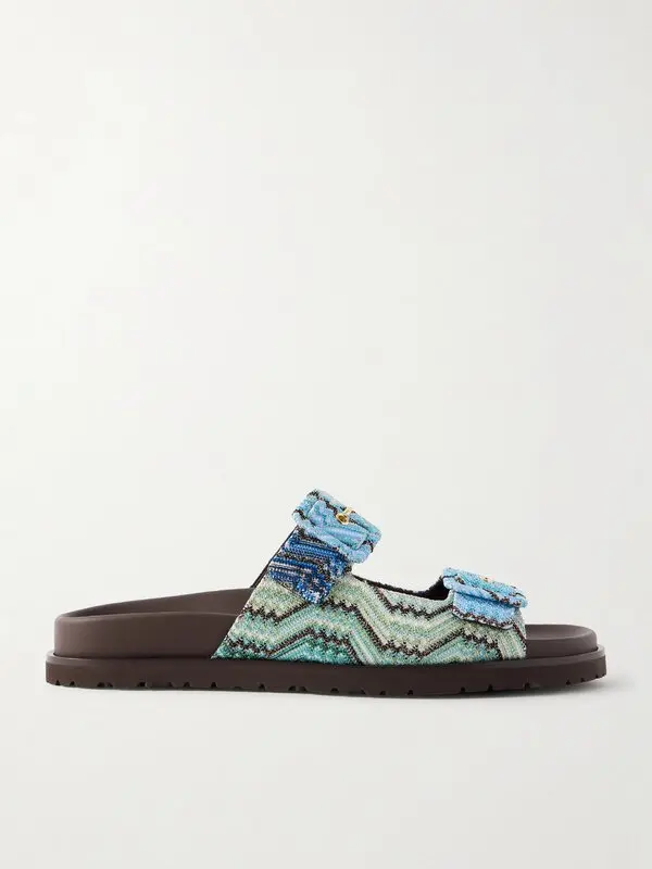 Missoni Clea Striped Woven Sandals - Orange