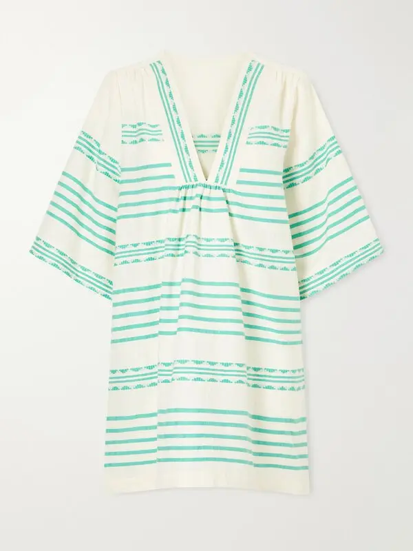 LEMLEM Belkis Striped Cotton Caftan - Green