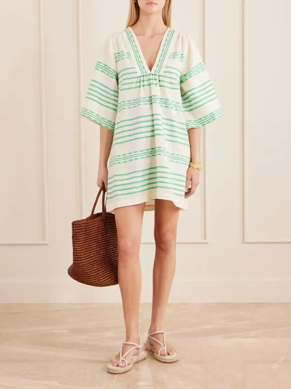 LEMLEM Belkis Striped Cotton Caftan
