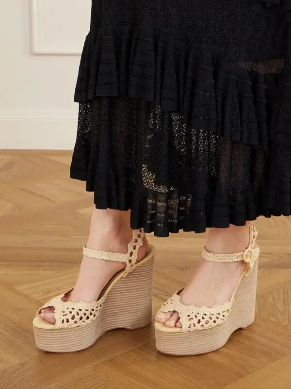 AQUAZZURA Bossa Nova 130 Raffia Platform Sandals - Neutrals