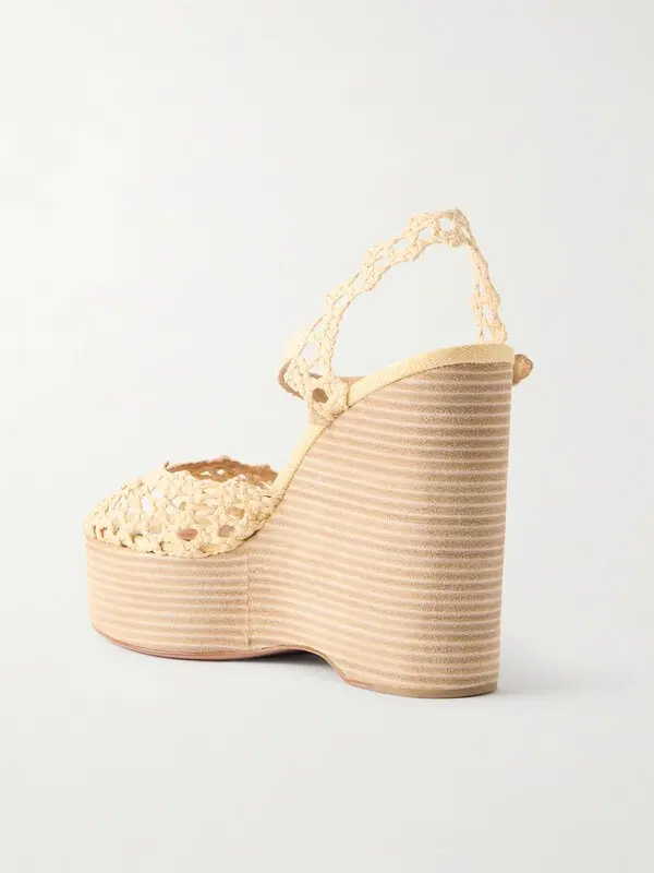 AQUAZZURA Bossa Nova 130 Raffia Platform Sandals - Neutrals