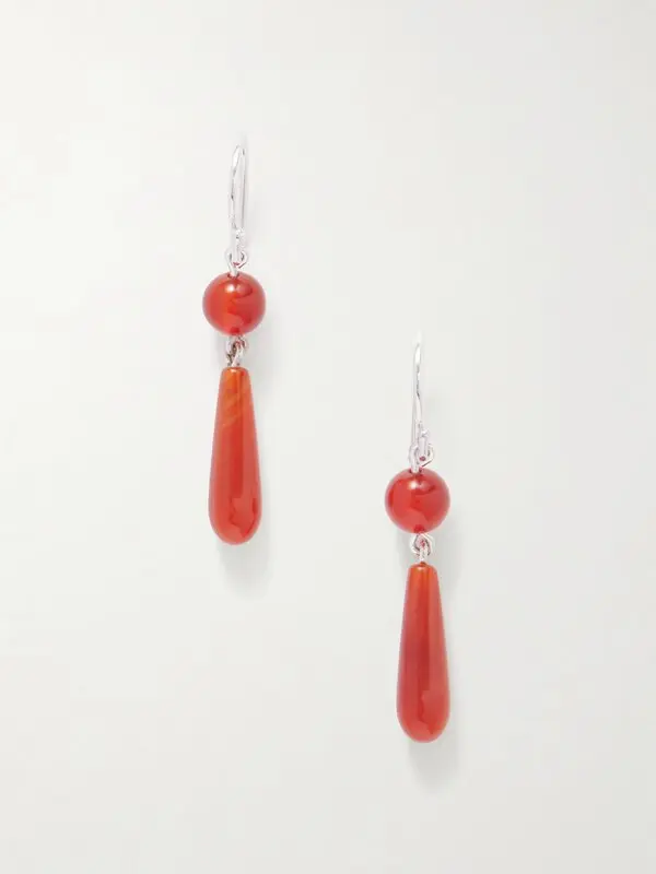 SOPHIE BUHAI Tiny Isadore Silver And Carnelian Earrings - Red