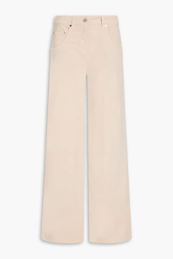 Brunello Cucinelli Cotton-blend Corduroy Wide-leg Pants - Beige
