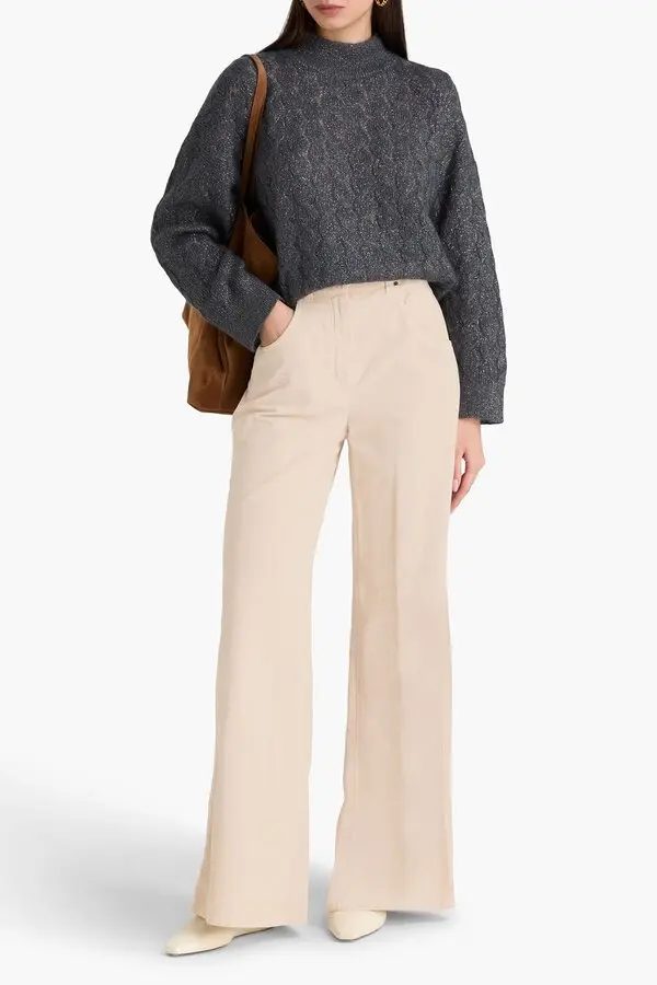 Brunello Cucinelli Cotton-blend Corduroy Wide-leg Pants - Beige