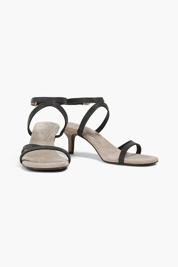 Brunello Cucinelli Bead-embellished Suede Sandals