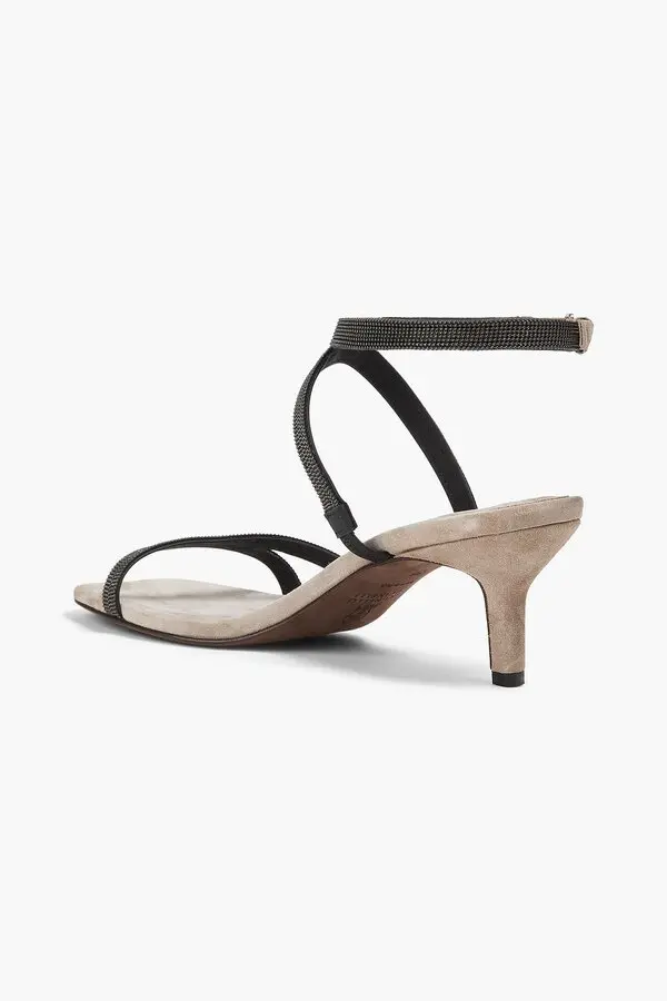 Brunello Cucinelli Bead-embellished Suede Sandals