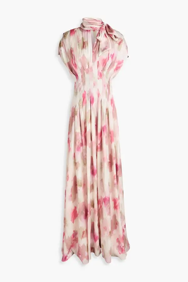 MIKAEL AGHAL Printed Crepe De Chine Maxi Dress - Pink