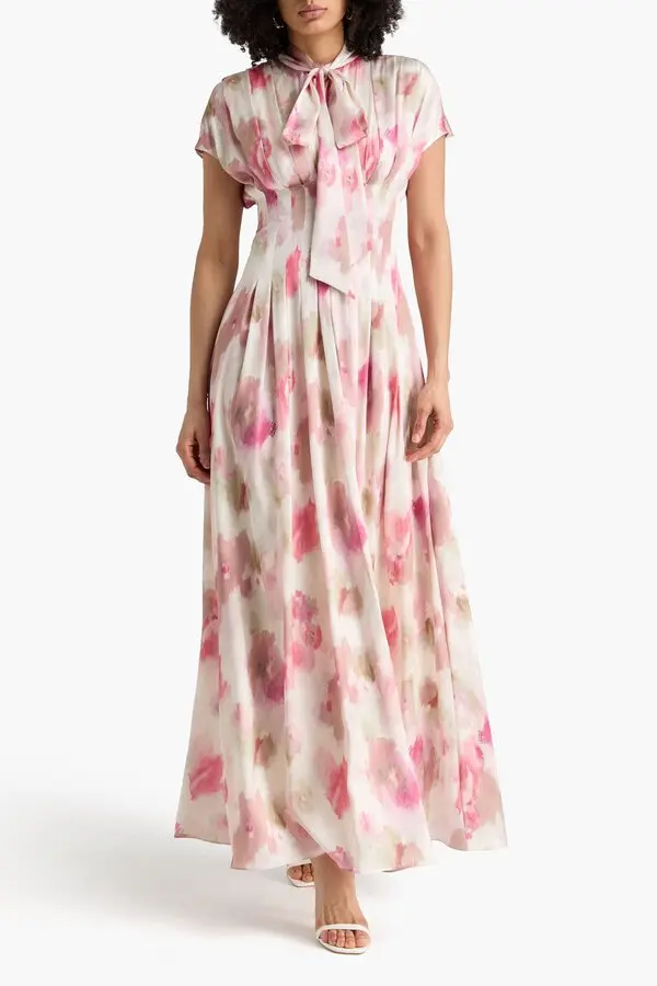 MIKAEL AGHAL Printed Crepe De Chine Maxi Dress