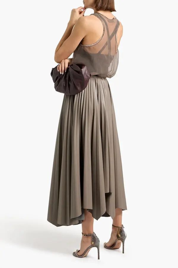 Brunello Cucinelli Embellished Silk Chiffon Top