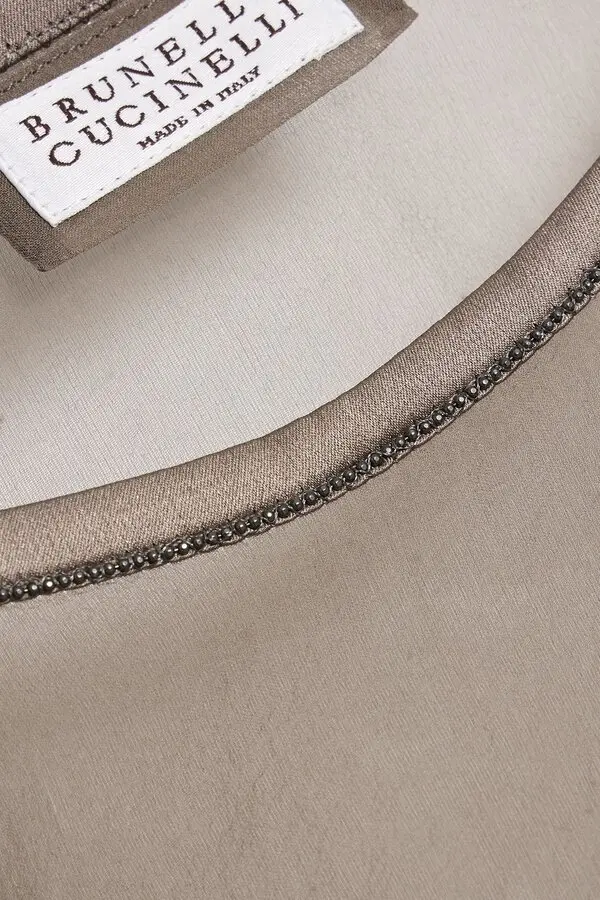 Brunello Cucinelli Embellished Silk Chiffon Top