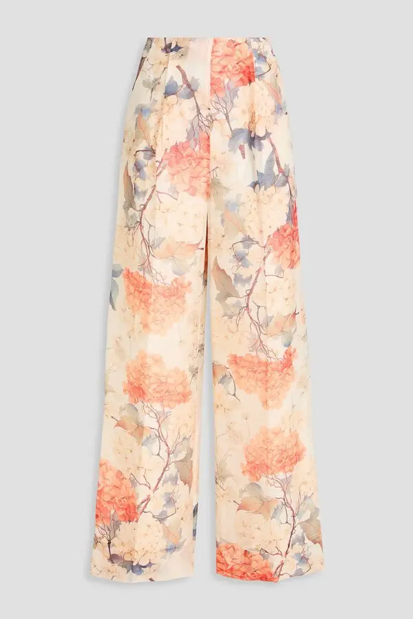 LEO LIN Luisa Floral-print Wide-leg Pants - Cream