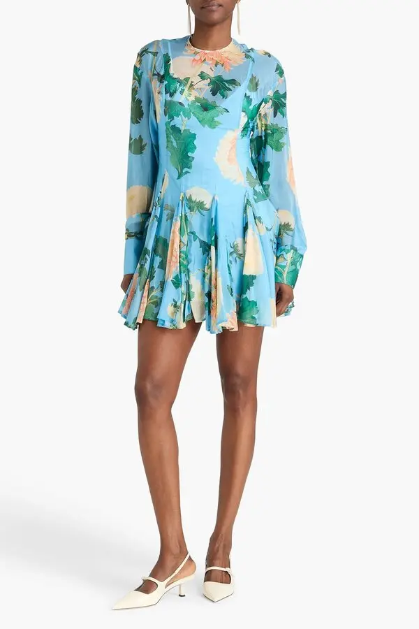 LEO LIN Floral-print Crepe Mini Dress