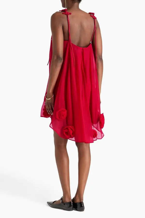 LEO LIN Xuan Floral-appliquéd Silk-organza Top