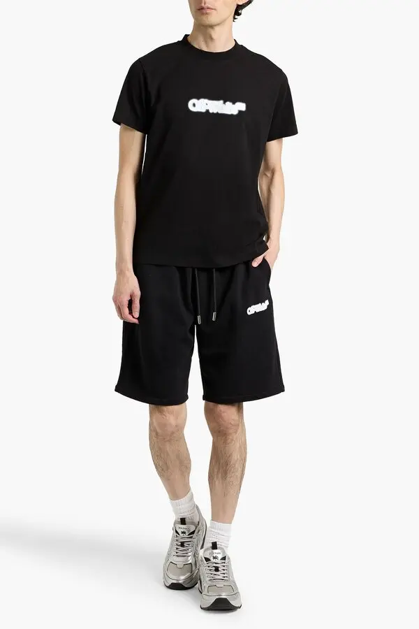 Off-White Printed French Terry Shorts - Black