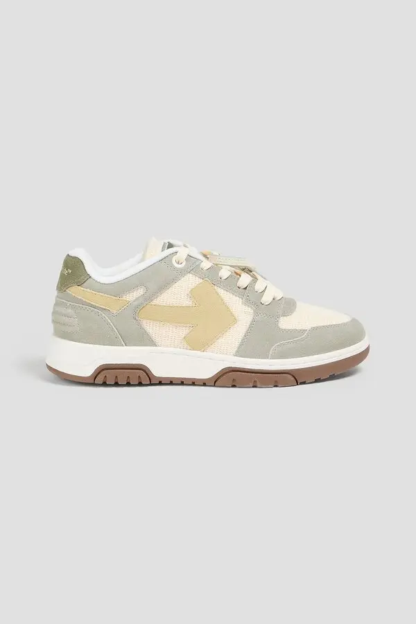 Off-White Out Of Office Mesh And Suede Sneakers - Cream