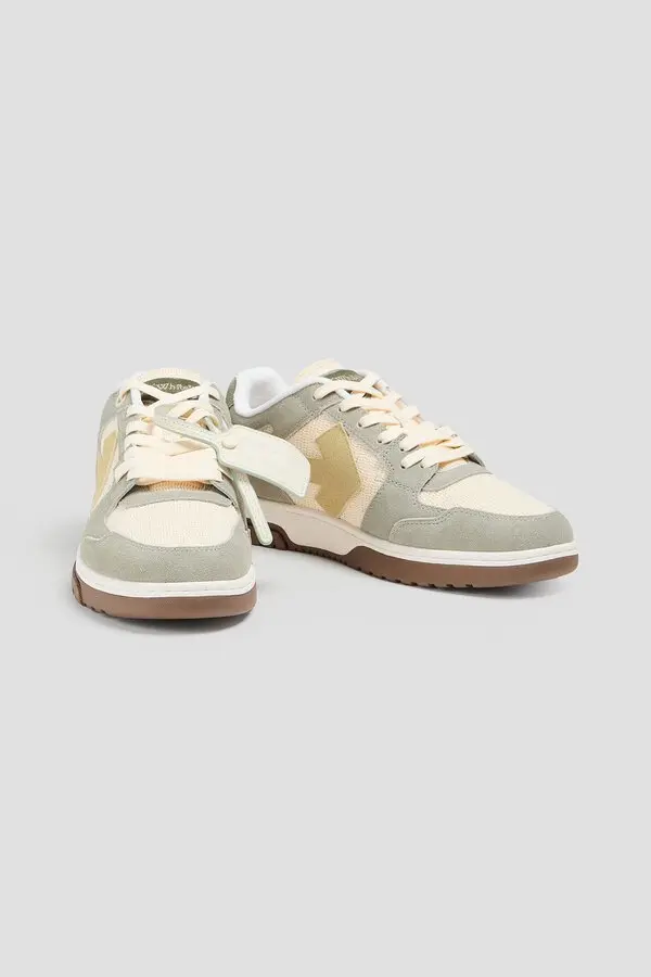 Off-White Out Of Office Mesh And Suede Sneakers - Cream