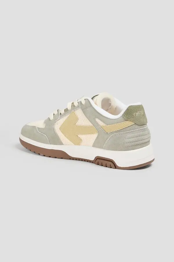 Off-White Out Of Office Mesh And Suede Sneakers - Cream