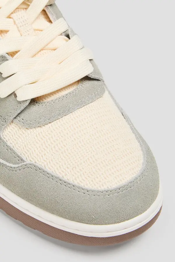 Off-White Out Of Office Mesh And Suede Sneakers - Cream