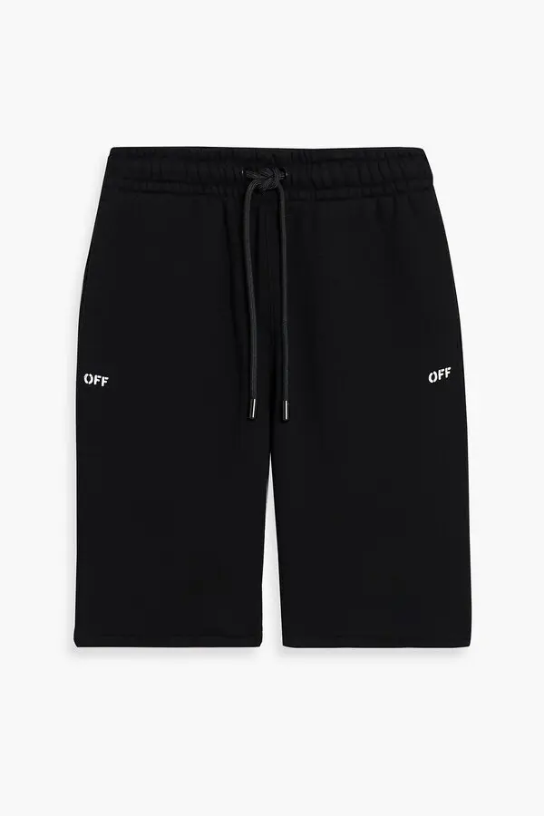 Off-White Printed Cotton-terry Shorts - Black