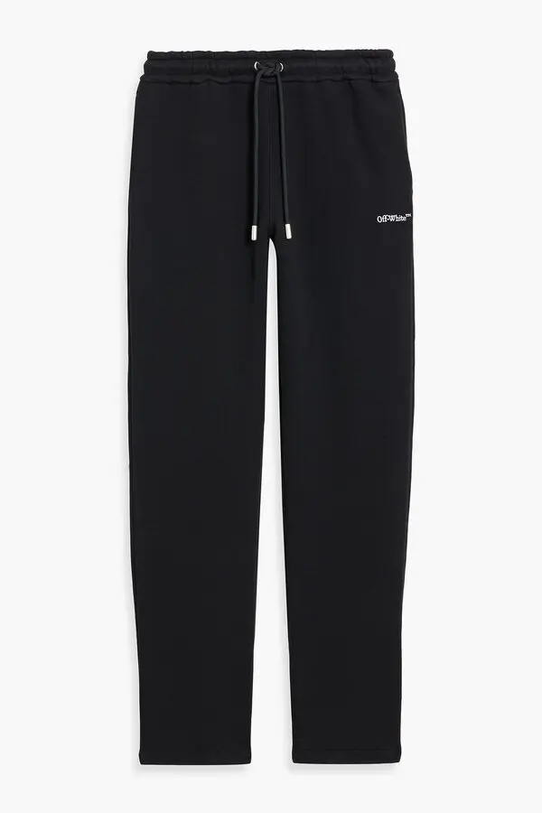 Off-White Embroidered Cottonjersey Sweatpants - Black
