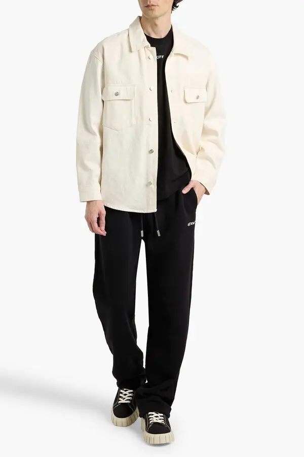 Off-White Embroidered Cottonjersey Sweatpants - Black
