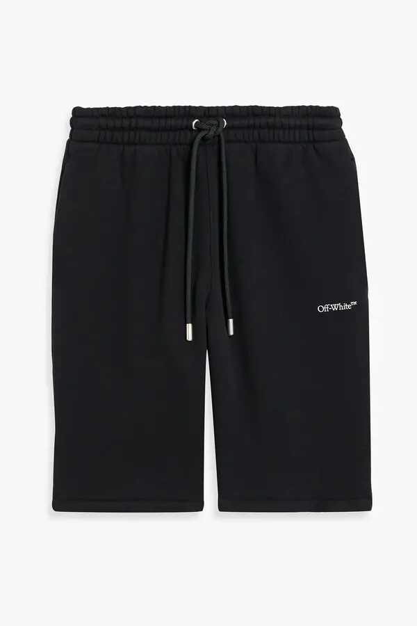 Off-White Printed Cotton-terry Shorts - Black