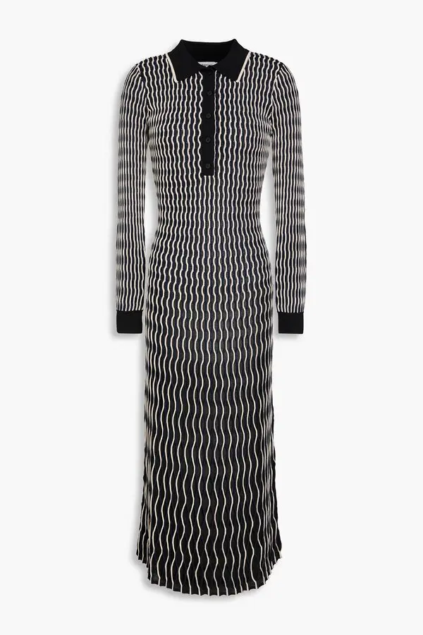 Simkhai Kassidy Striped Knitted Midi Dress - Black