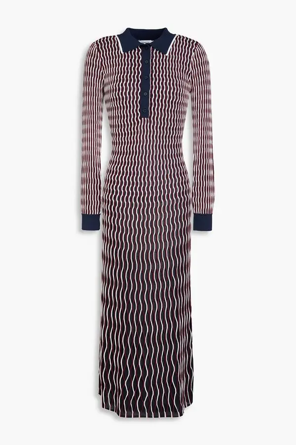 Simkhai Kassidy Striped Knitted Midi Dress - Claret