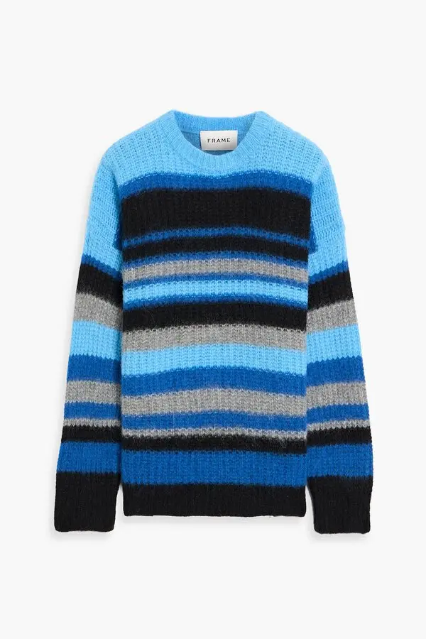 FRAME Striped Alpaca-blend Sweater - Light Blue