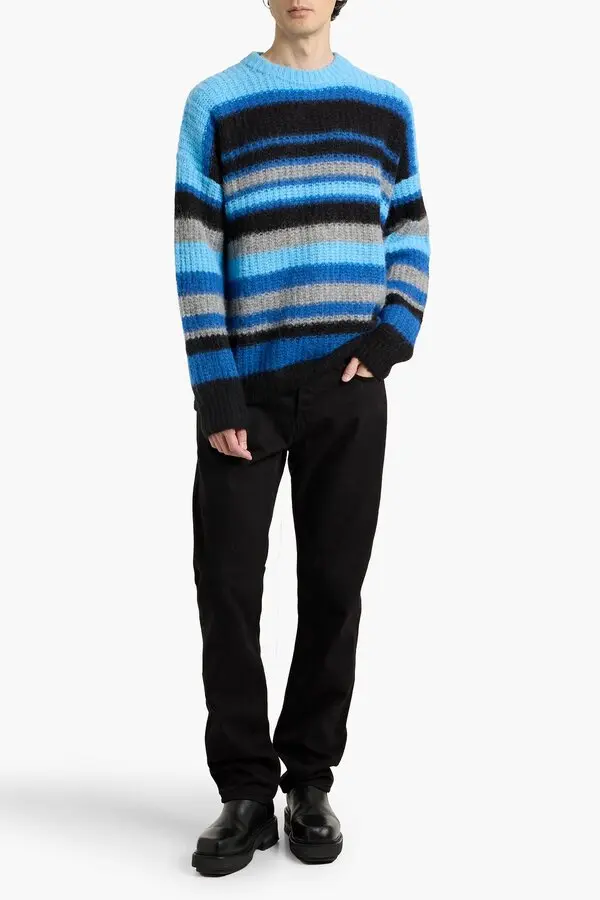 FRAME Striped Alpaca-blend Sweater - Light Blue