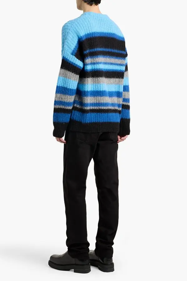 FRAME Striped Alpaca-blend Sweater - Light Blue