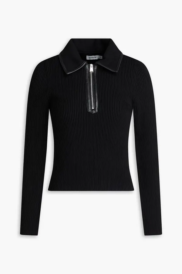 Simkhai Livana Ribbed Polo Sweater